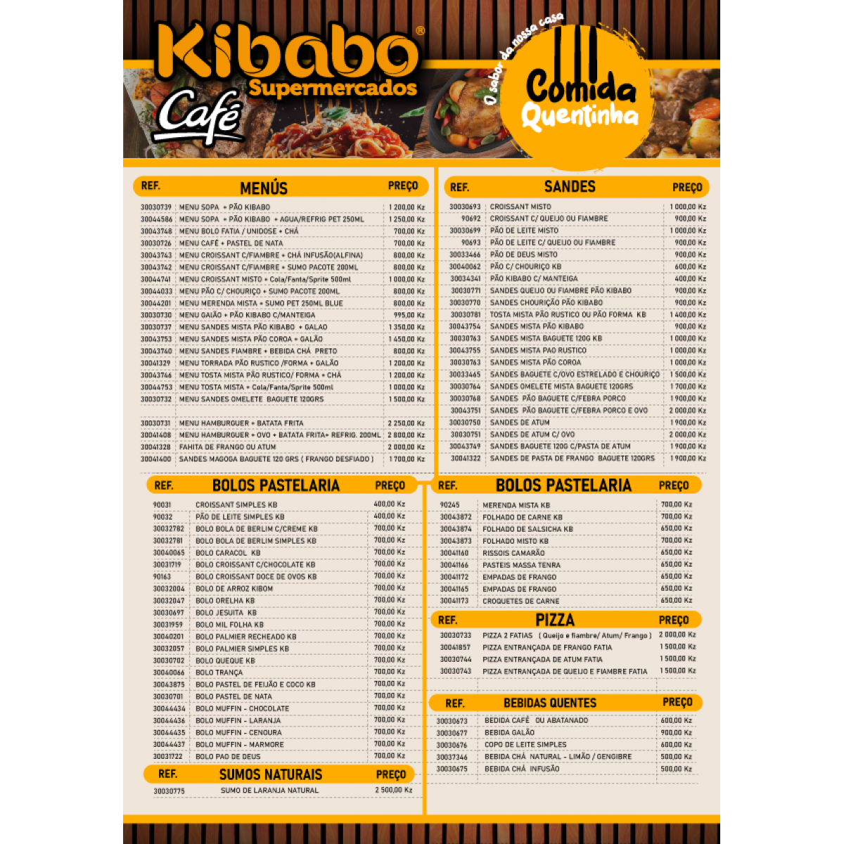 MENU KIBABO CAFÉ | Kibabo Online – O seu Supermercado Online - Kibabo o ...